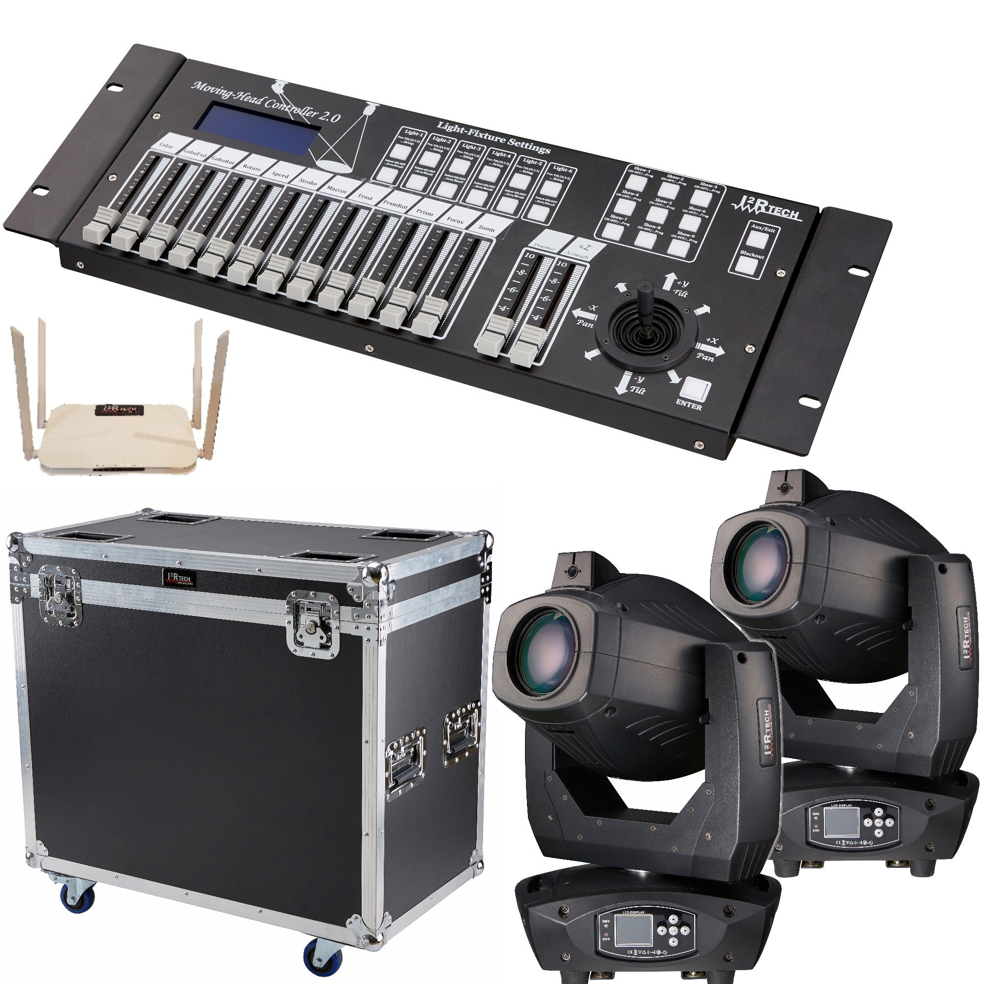 Twin Lights, Complete Plug-and-Play Followspot System, all Wireless Co